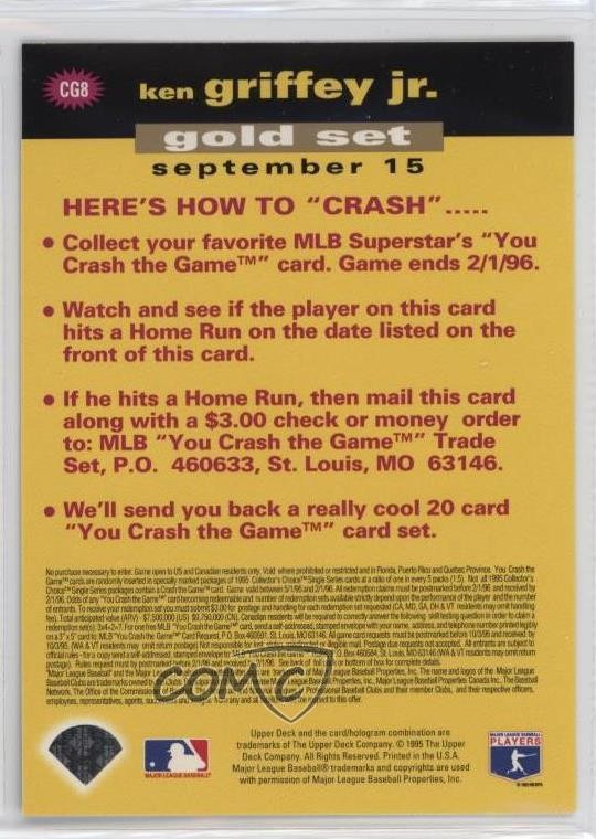1995 Collector's Choice You Crash the Game Gold Ken Griffey Jr ...