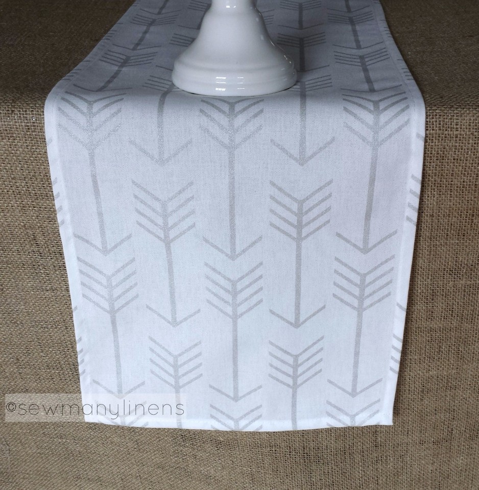 Silver Table Runner Modern Arrow Home Decor Metallic Silver Decor ...