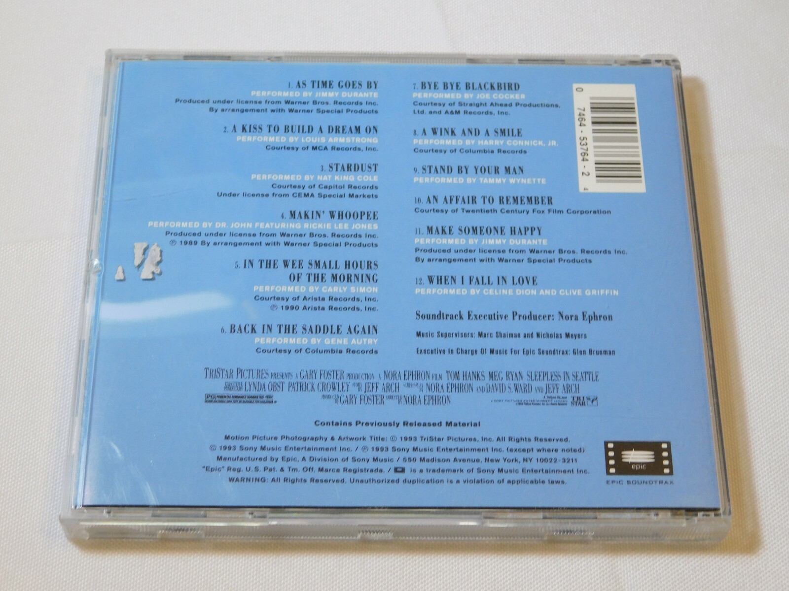 Original Motion Picture Soundtrack Sleepless in Seattle CD 1993 Sony ...