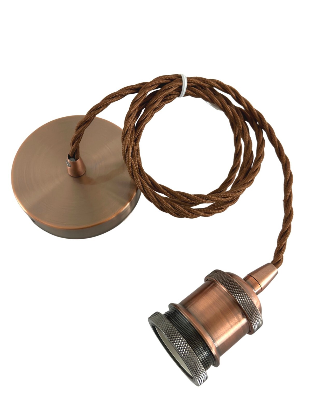 E27 Vintage Light Fitting Ceiling Rose Fabric Cable Pendant Lamp Holder ...