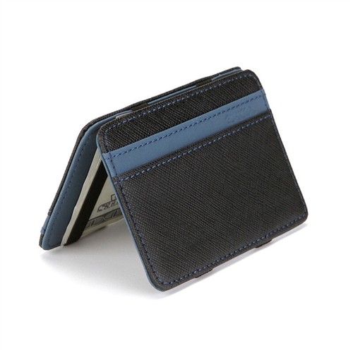 Thin PU Leather Women Men Magic Wallets Mini Short Business Credit Card ...