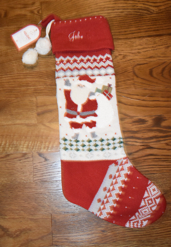 Pottery Barn Kids Santa Heirloom Knit Christmas Stocking John Monogram ...