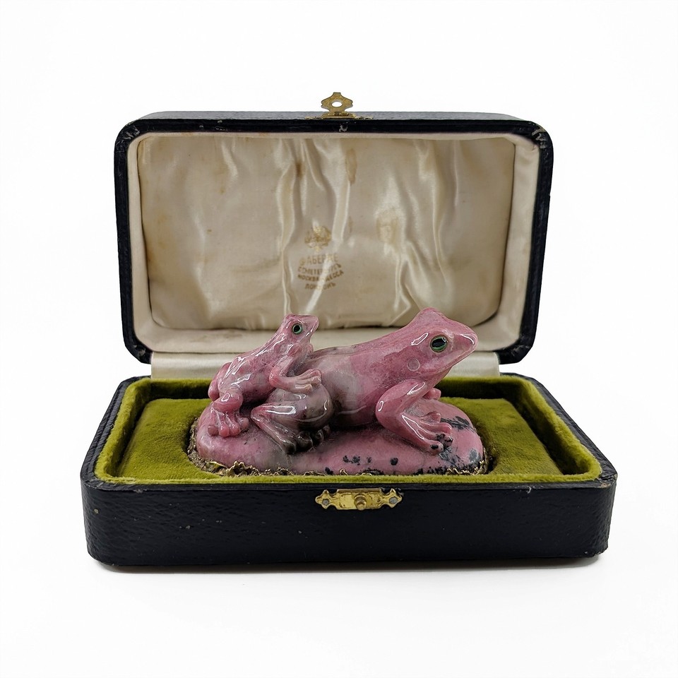 Antique Russian Gilt Silver Rhodonite Frogs Paperweight with Garnets ...