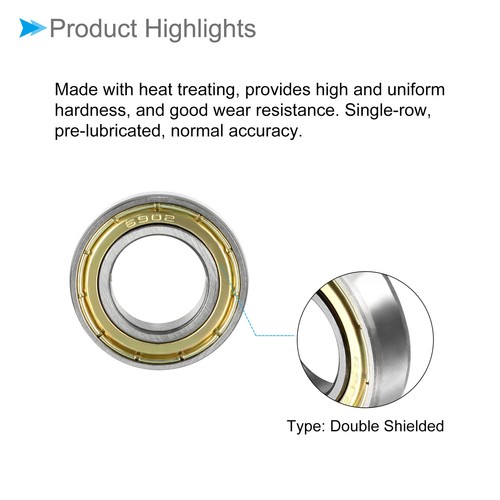 10pcs Deep Groove Ball Bearing 6902ZZ Model 15x28x7mm Carbon Steel ...