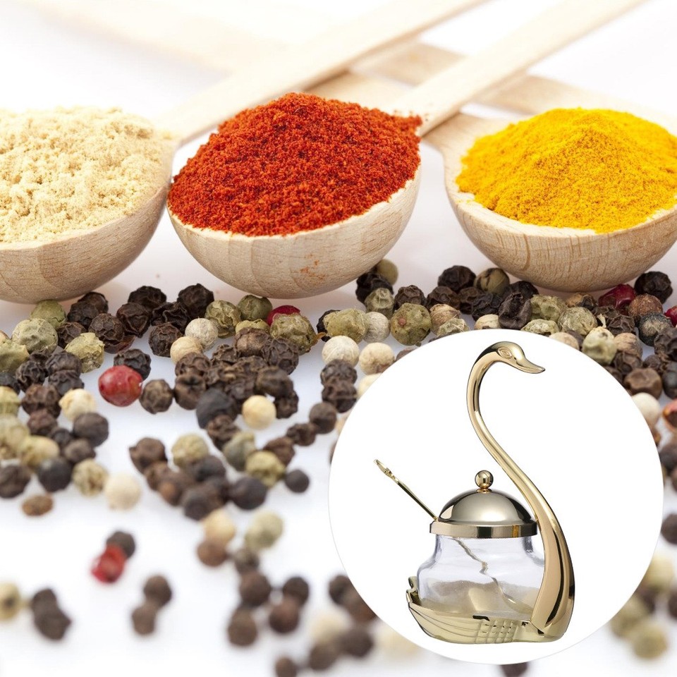 1Pc Condiment Pot Seasoning Container Swan Rack Salt Jar with Serving ...