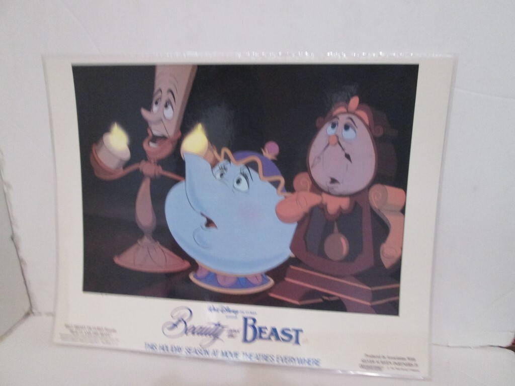 Disneyana- WD World-Laminated small Tram Card-Beauty & the Beast-Mrs ...