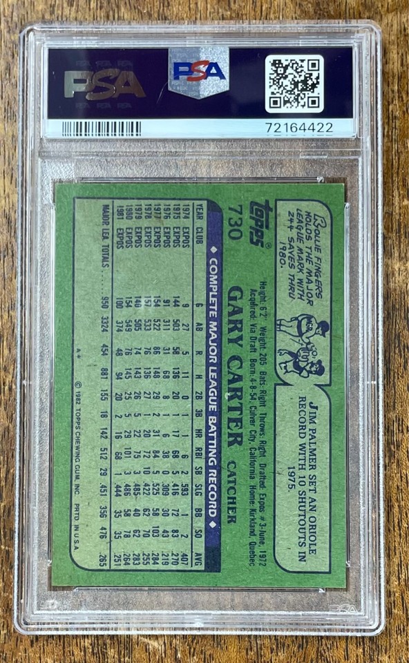 1982 Topps #730 GARY CARTER Signed *PSA 7 card - PSA/DNA Auto* HOF None ...