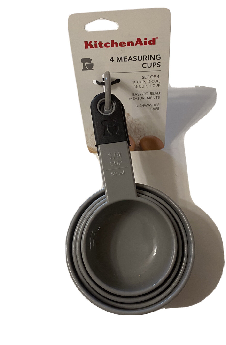 KitchenAid Set Of 4 Measuring Cups Gray 1/4 Cup, 1/3cup ,1/2 Cup, 1 Cup ...
