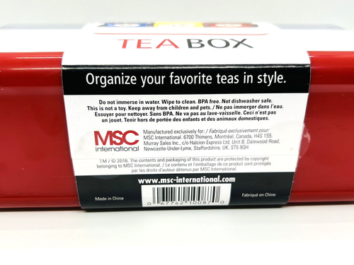 Joie Tea Storage Organizer Box Holds 36 Tea Bags White & Red Great ...
