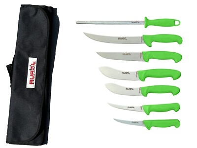 7PC Professional Butchers Knife Set Boning Skinning Steak Honing | eBay