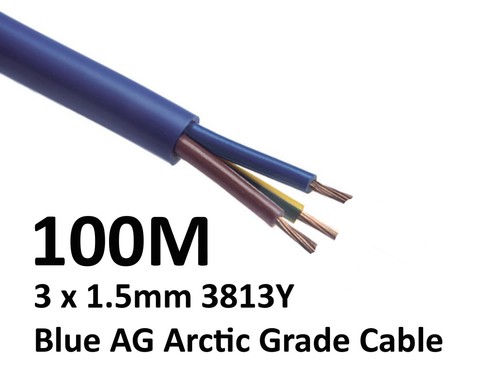 100M Arctic Blue 3183Y Flex Cable 3core x 1.5mm Outdoor Caravan Camping ...