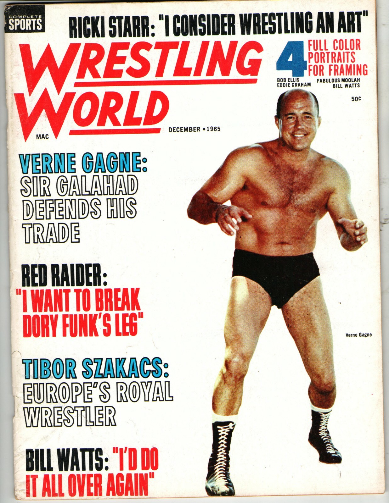 WRESTLING WORLD DECEMBER 1965 VERNE GAGNE BOB ELLIS BILL WATTS DORY ...
