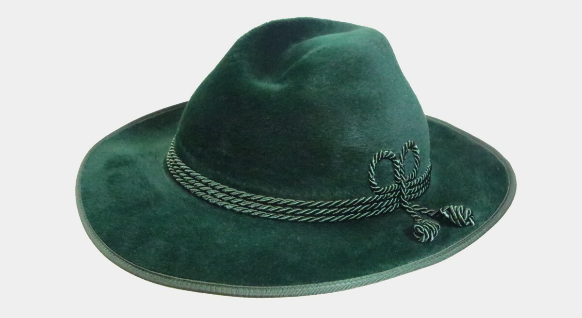 German Men's Trachten Hat Sechser/Werdenfelser Hut Green Angora Rabbit ...