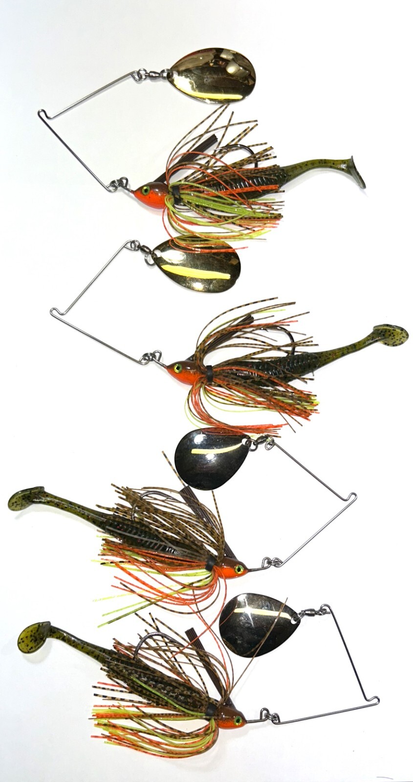 Spinnerbaits WEEDLESS 4 Total: CRAWFISH ULTIMATE 2-3/8 2-1/2 w/Trailers ...