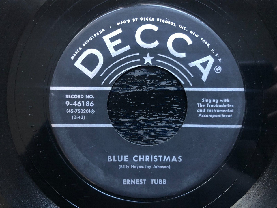Ernest Tubb WHITE CHRISTMAS / BLUE CHRISTMAS 1955 era Decca 45 rpm ...