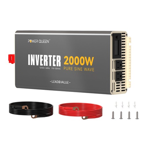 Power Queen 2000W Pure Sine Wave Inverter 12V DC to 120V AC For All ...