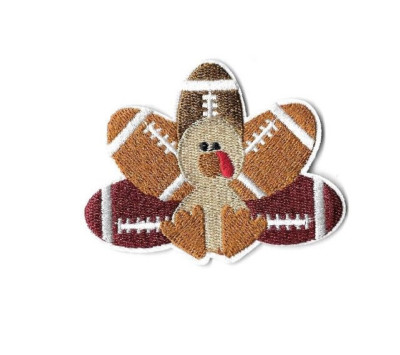 Turkey - Football - Thanksgiving - Fall - Fully Embroidered Iron On ...