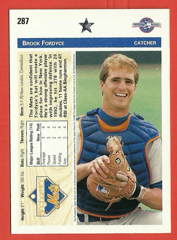 BROOK FORDYCE - 1992 Upper Deck #287 Minor League Autographed RC Rookie ...