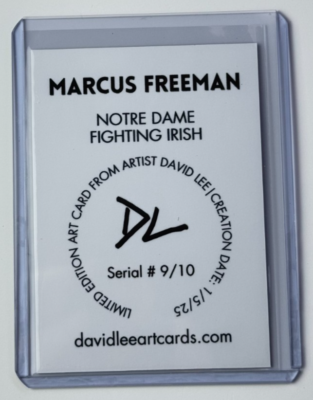 Marcus Freeman Artist Signed “Notre Dame Fighting Irish” Trading Card 9 ...
