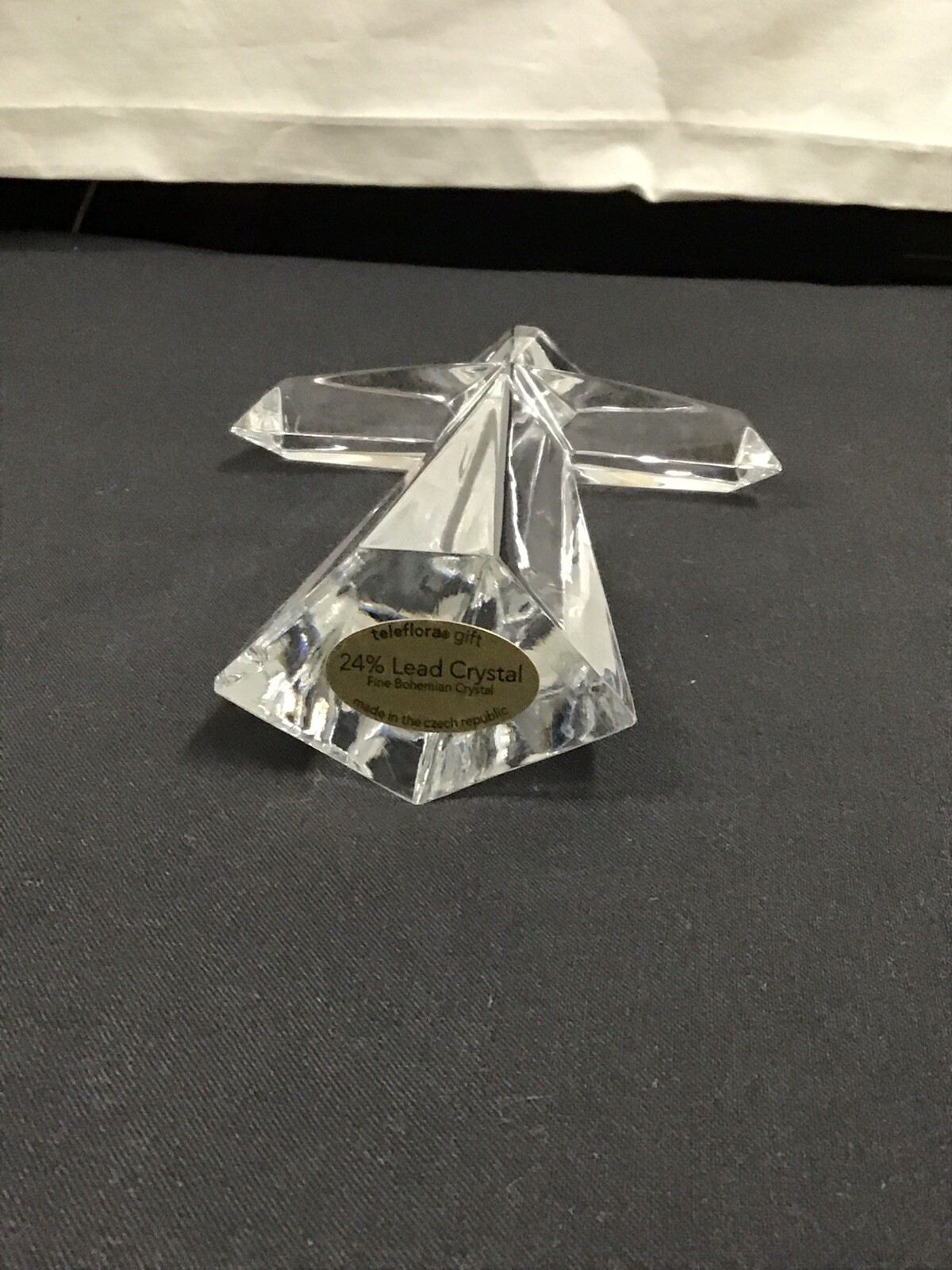 Bohemia Czech Republic 24% Lead Crystal Cross 7.5" tall, Teleflora Gift ...