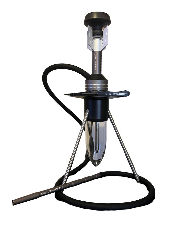 NEW GUNMETAL Caliber Hookah Glass Water Pipe 20.5" Tall Sturdy XB21 ...