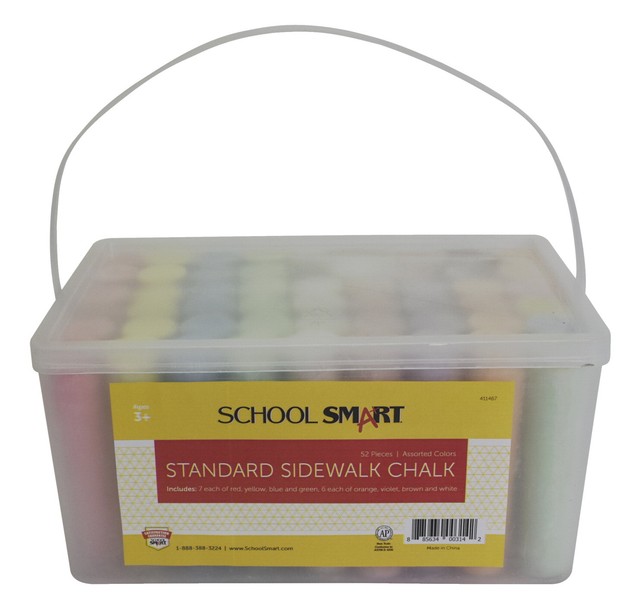 School Smart Sidewalk Chalk 1 X 4 Inches Set of 52 Assorted Colors for ...
