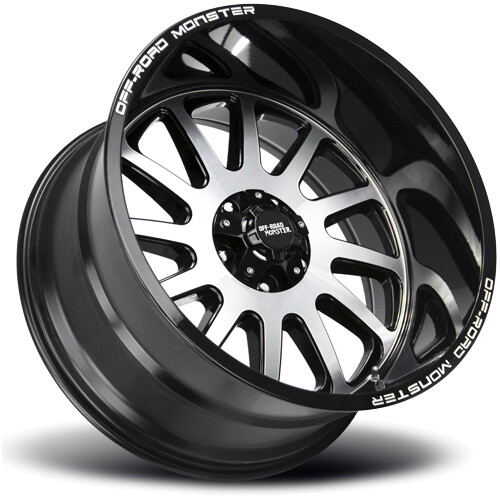 (Set-5) Off-Road Monster M17 17x9 5x5" +0mm Black/Machined Wheels Rims ...