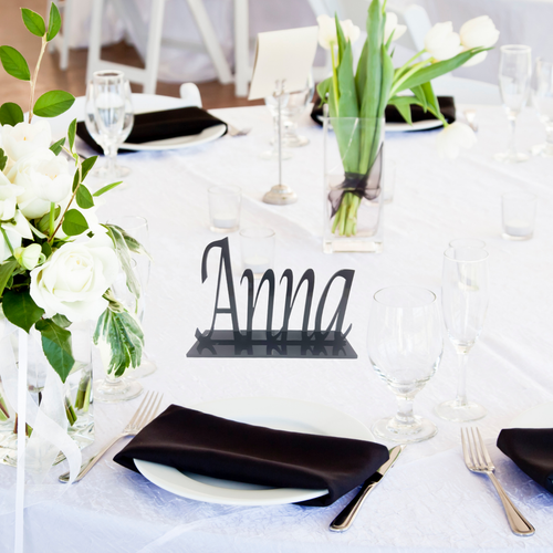 Personalised Name & Number Stands / Place Settings - coloured acrylic ...
