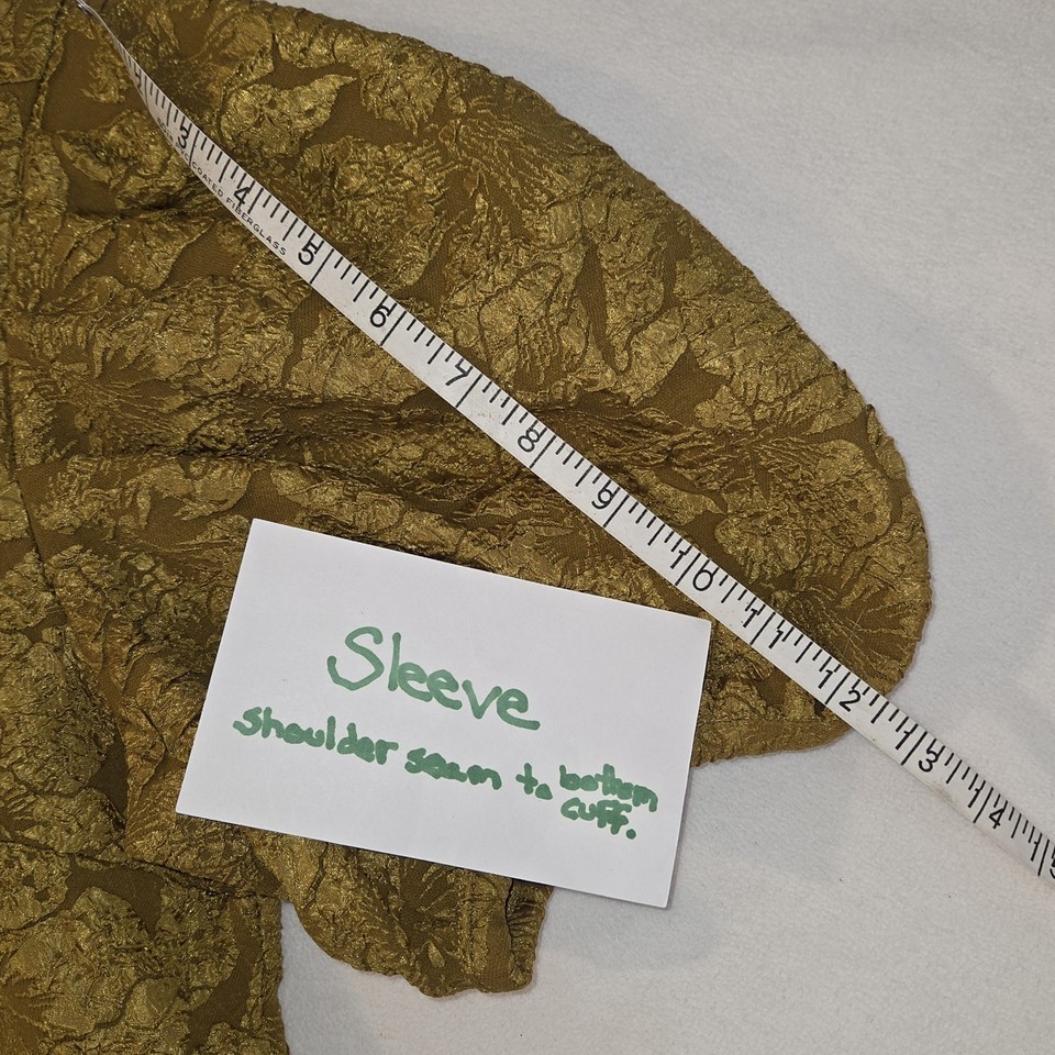 Endless Rose Floral Jacquard Puff Sleeve Blouse Top L Gold Party Formal ...