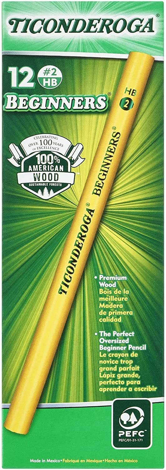 Ticonderoga Beginner Pencils, Wood-Cased #2 HB Soft, With Eraser ...