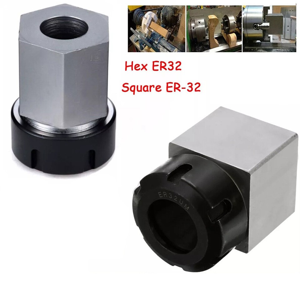 Square ER-32/Hex ER32 Collet Chuck Block Holder for Lathe Engraving ...