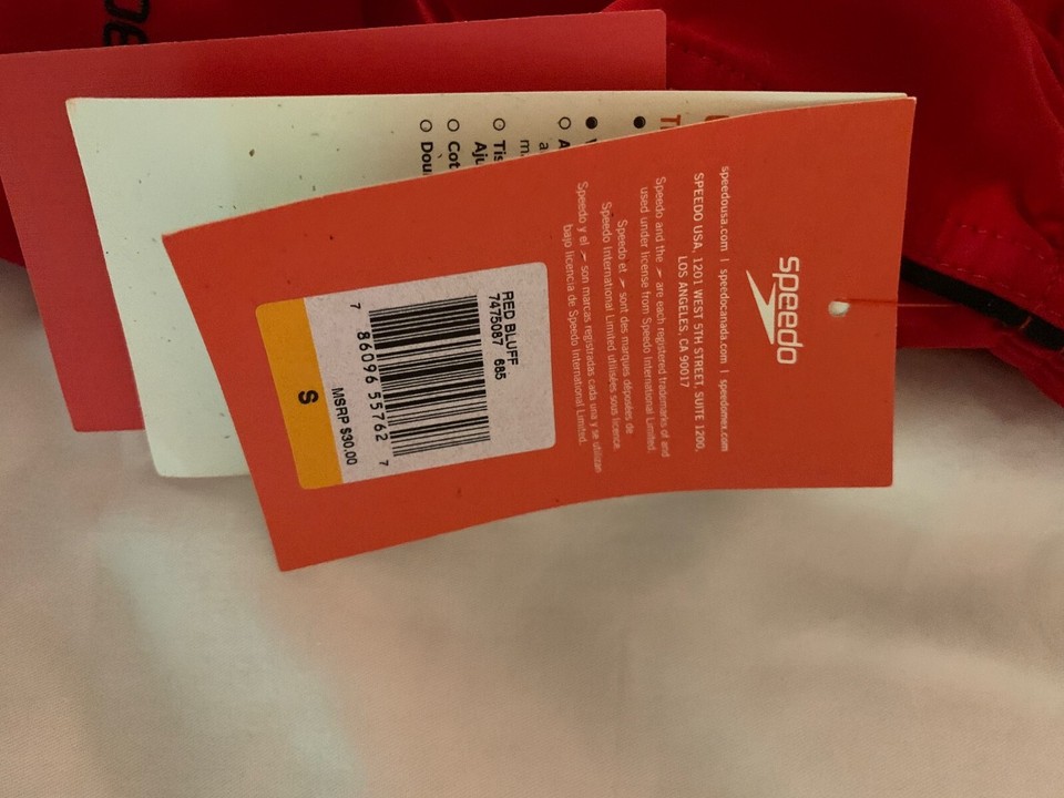 Boys red board shorts, size small, side pocket, elastic waist, Speedo ...