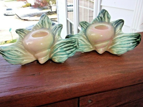 Set of 2 HULL ART POTTERY EBB TIDE SEA SHELL CANDLE HOLDERS | eBay