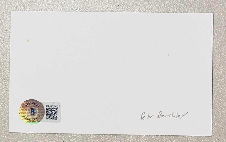 Peter Benchley Signed Autographed 3x5 Card W Jaws Shark Sketch Beckett ...