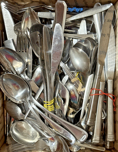 19 lbs Stainless Silverware Mixed Bulk Random Forks Spoons Knives ...