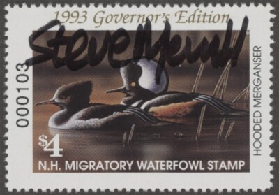 1993 New Hampshire Governor's Edition Duck Stamp Hand Signed by Steve ...