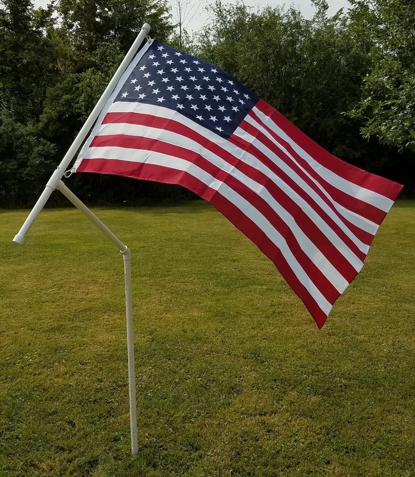 3x5 US ROTATING FLAGPOLE 3/4" PVC Flag Pole with U.S. Flag | eBay
