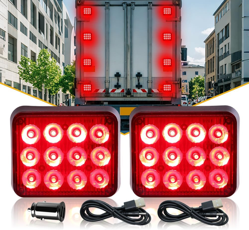 2PCS Magnetic Trailer Lights, Red Beacon Light Wireless Trailer Lights ...
