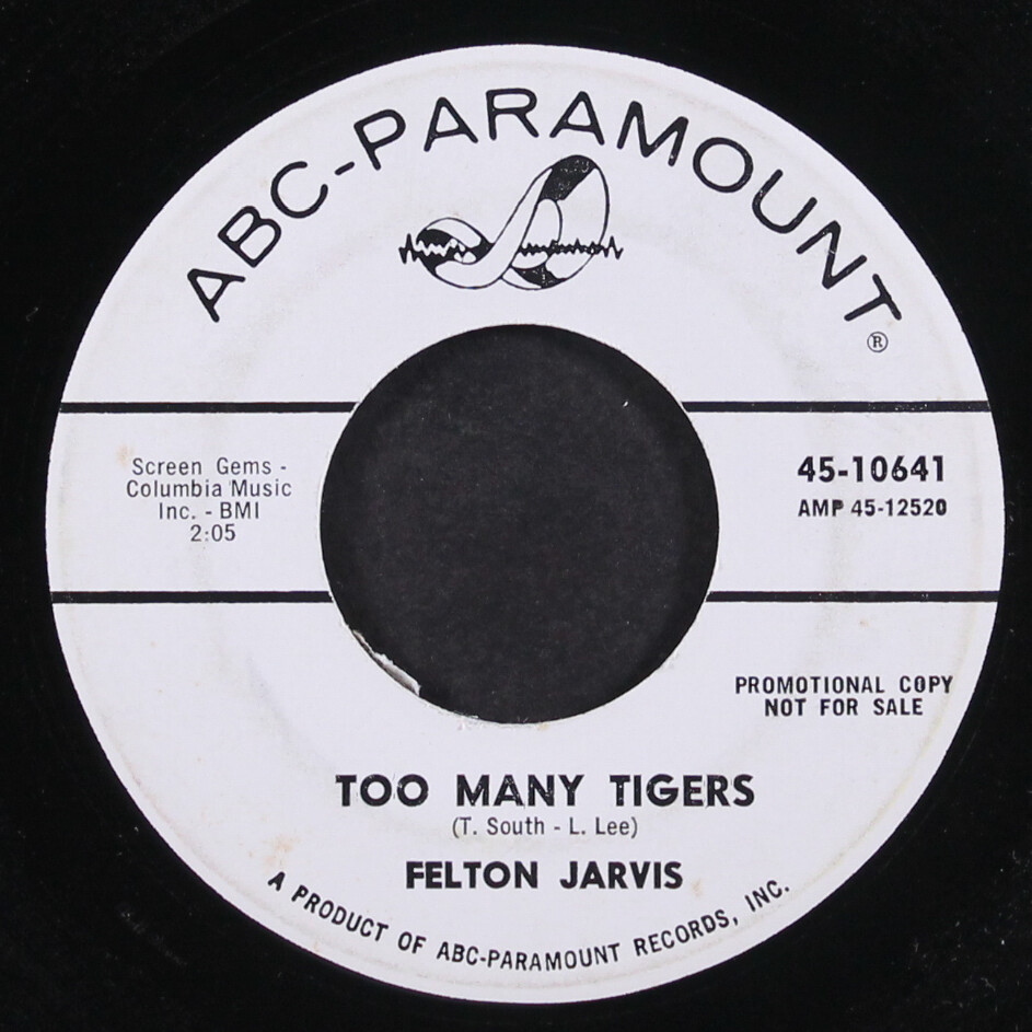 FELTON JARVIS: knickle knuckle / too many tigers ABC 7" Single 45 RPM ...