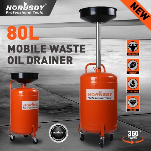 HORUSDY 80L Mobile Waste Oil Drainer Telescopic Workshop Fluid ...