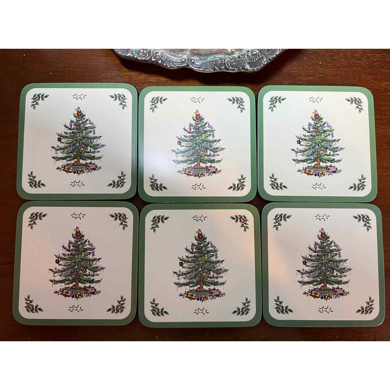 Spode Christmas Tree Coasters Set of 6 Square Box with No Lid | eBay