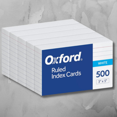 Index Cards, 3 x 5 Inches, White, Lined on Front, Blank on Back 500 ...