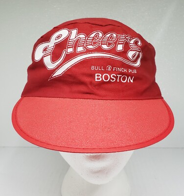 Rare Vtg Cheers Bull & Finch Pub Elastic Back Hat Painters Cap ...
