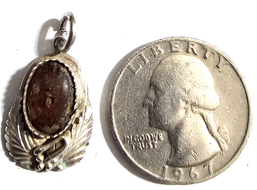 Sterling silver pendent, amber inlay | eBay