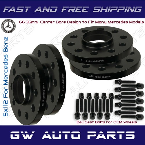 4 PCs 15mm Mercedes Benz 5x112 Hub Centric Wheel Spacers W/Ball lug ...