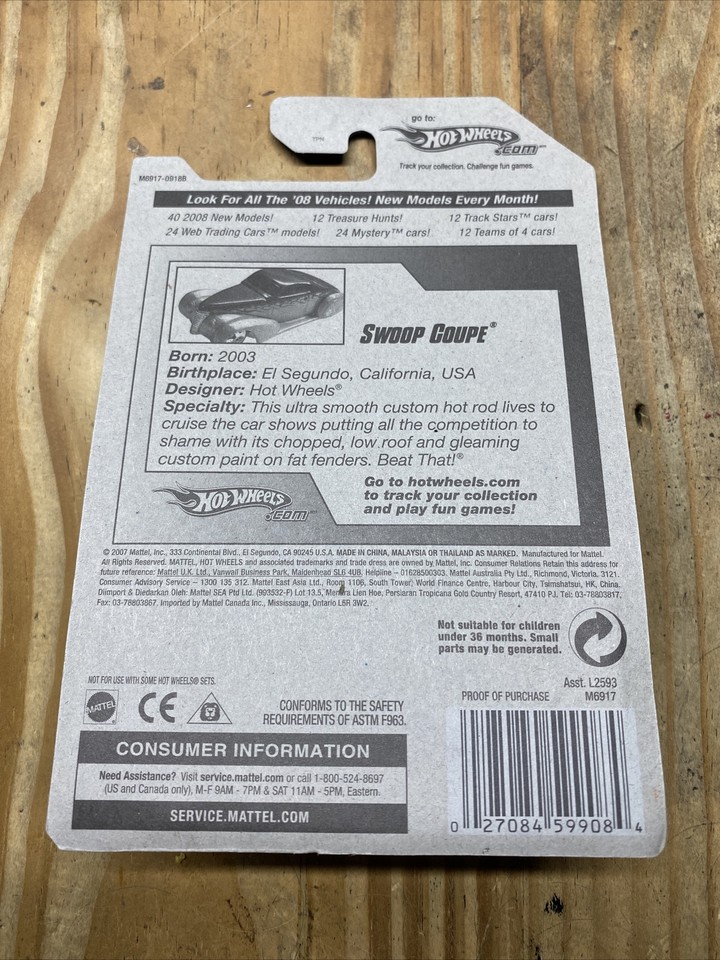 2008 Hot Wheels 51 All Stars SWOOP COUPE Maroon Red Black Variant 5 Dot ...