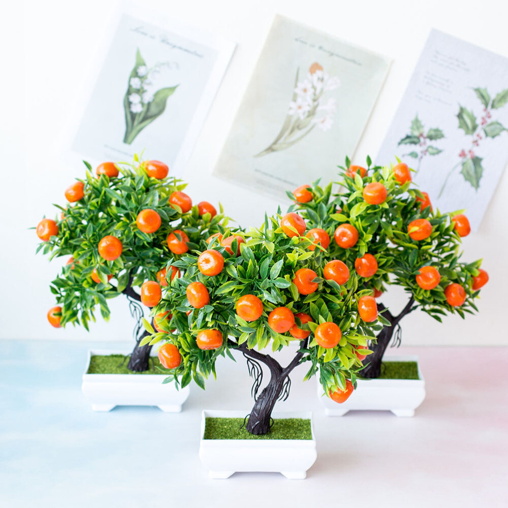 Fake Orange Tree Decors Indoor Bonsai Artificial Plants Woman Fruit | eBay