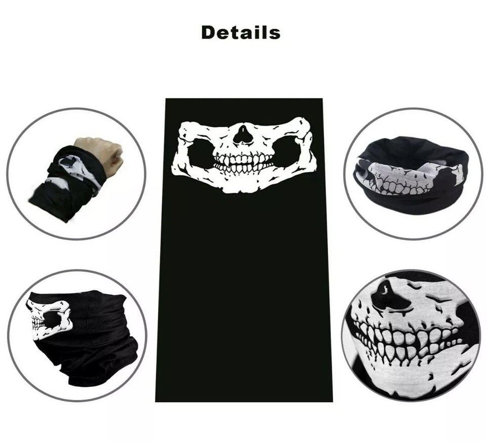 2 PCS blue Color Half Face Mask for Motorcycle Riding Skeleton Bandanas ...