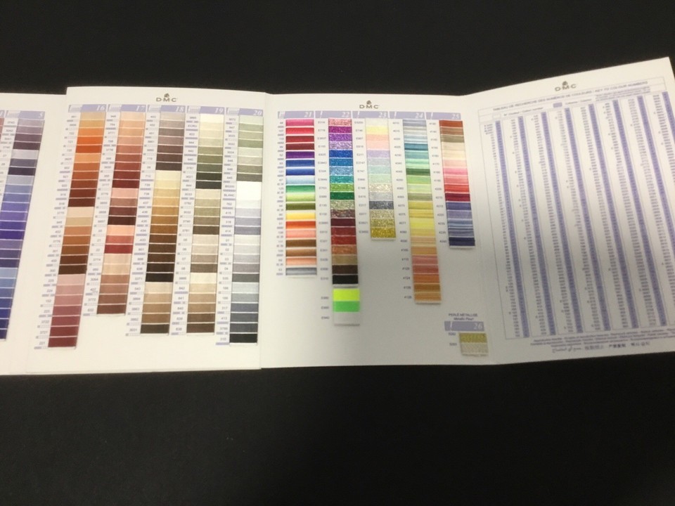 DMC EMBROIDERY FLOSS COLOUR CHART CARD (REAL FLOSS SAMPLE) | eBay UK