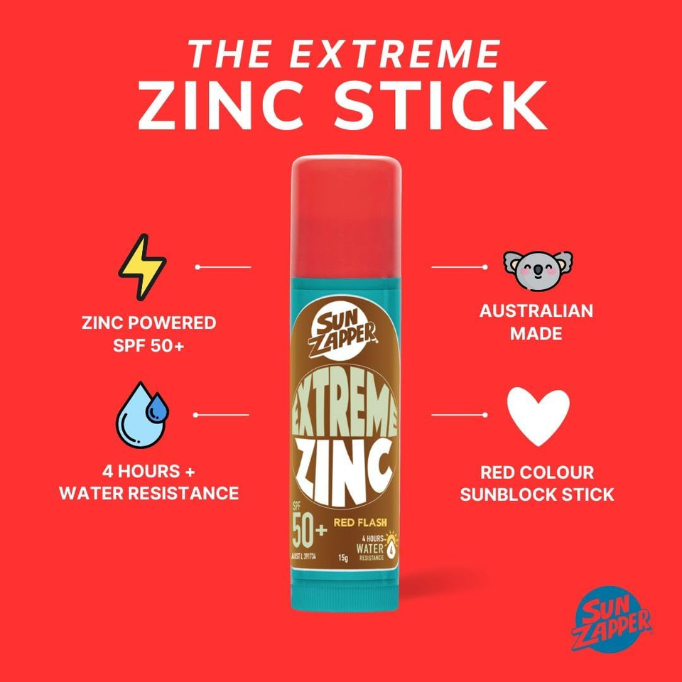 SPF 50+ Extreme Zinc Stick Sunscreen 15 G, Red Flash | eBay Australia